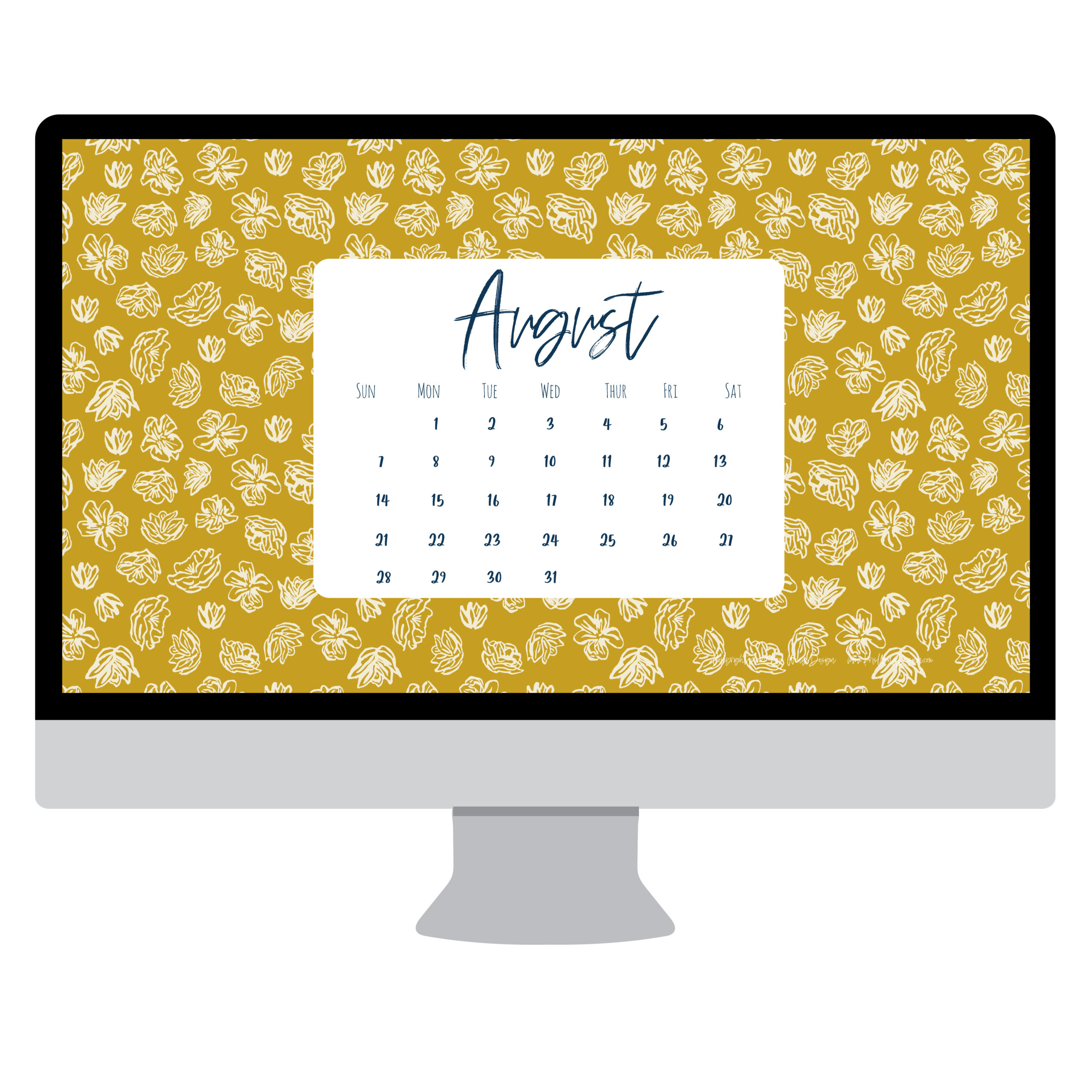 August Desktop Wallpaper - Kris Wong Design